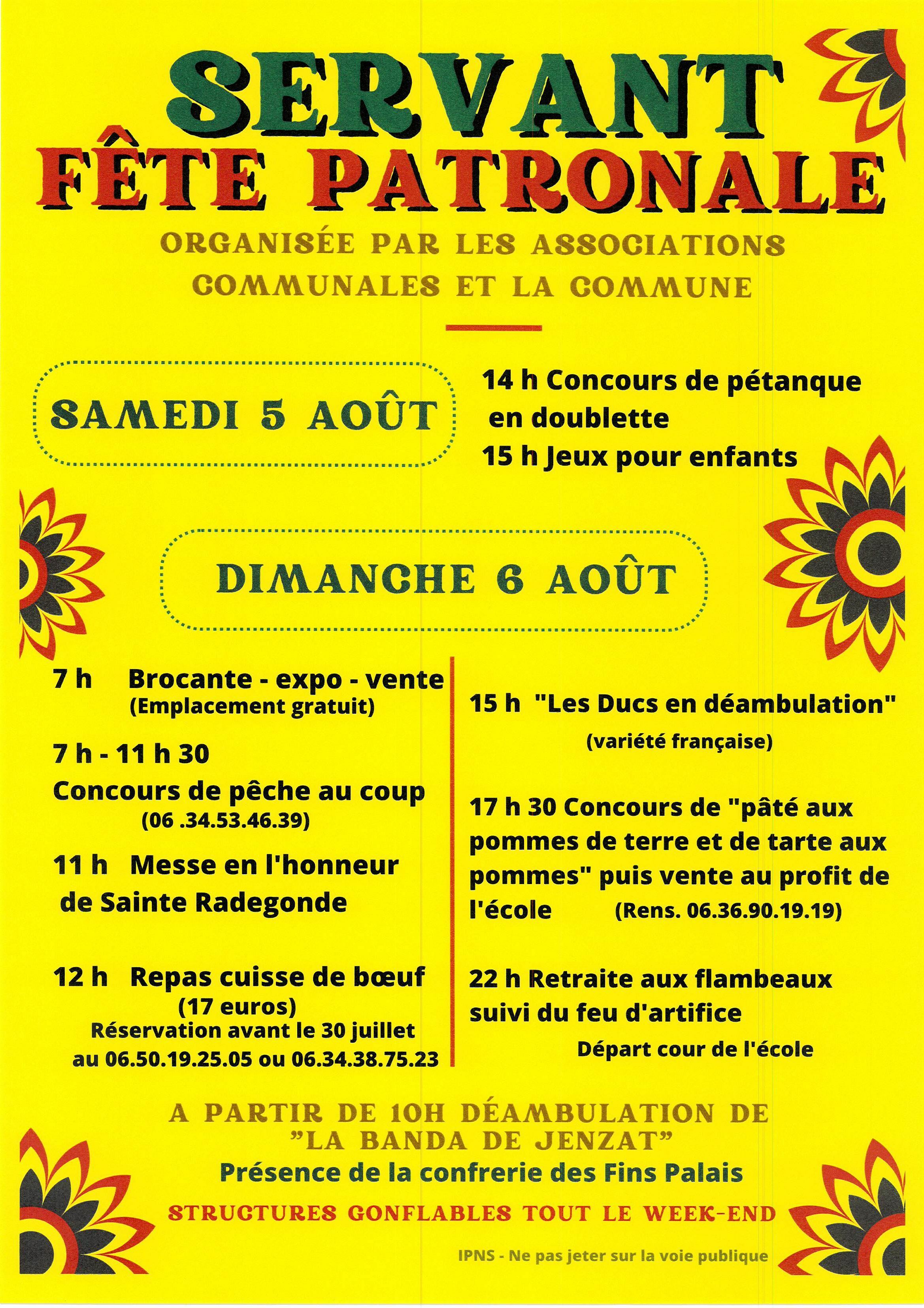 Noticias - Fête patronale de Servant les 5 et 6 août 2023 - Noticias de ...
