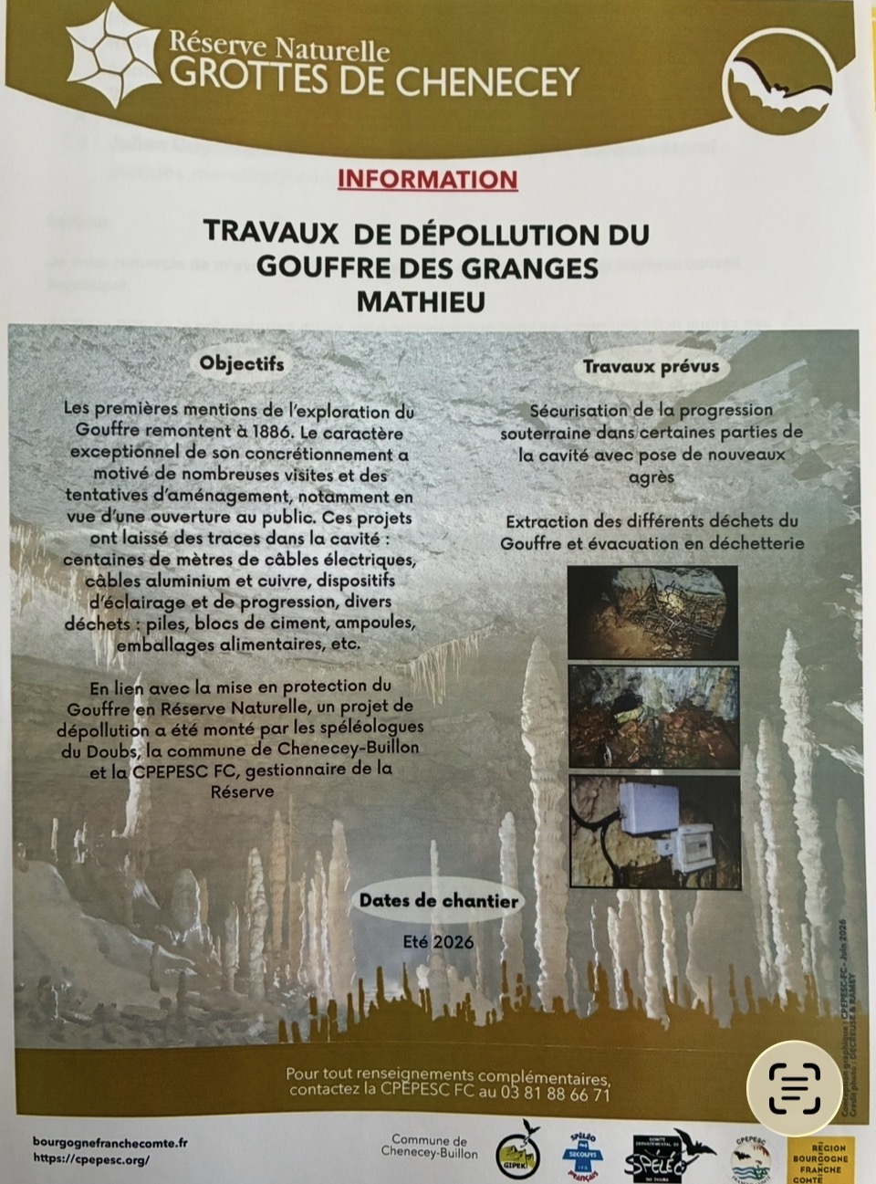 Actualités - Travaux de dépollution du gouffre des Granges Mathieu ...