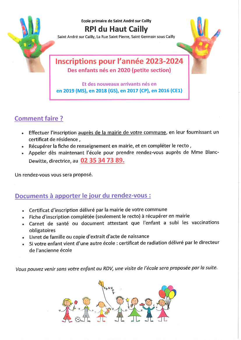 News - Ecole - Inscriptions pour l'année 2023-2024. - Mairie de La Rue-Saint-Pierre illiwap news ...