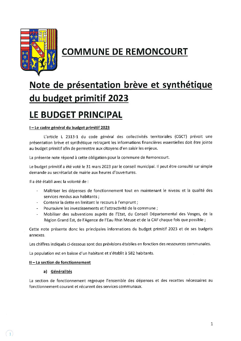 Noticias - Présentation des budgets primitifs 2023 - Noticias de illiwap de Mairie de Remoncourt ...