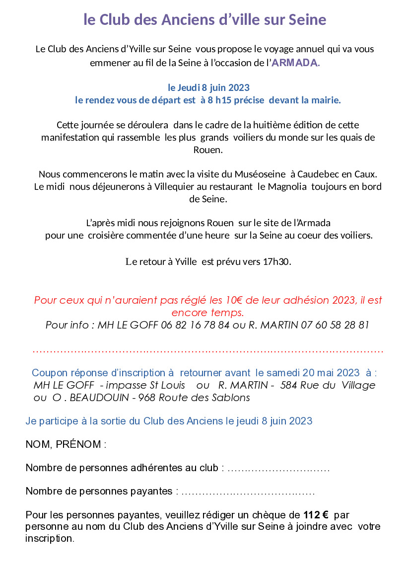 Actualités - ARMADA - Voyage du Club des Anciens d'Yville sur Seine ...