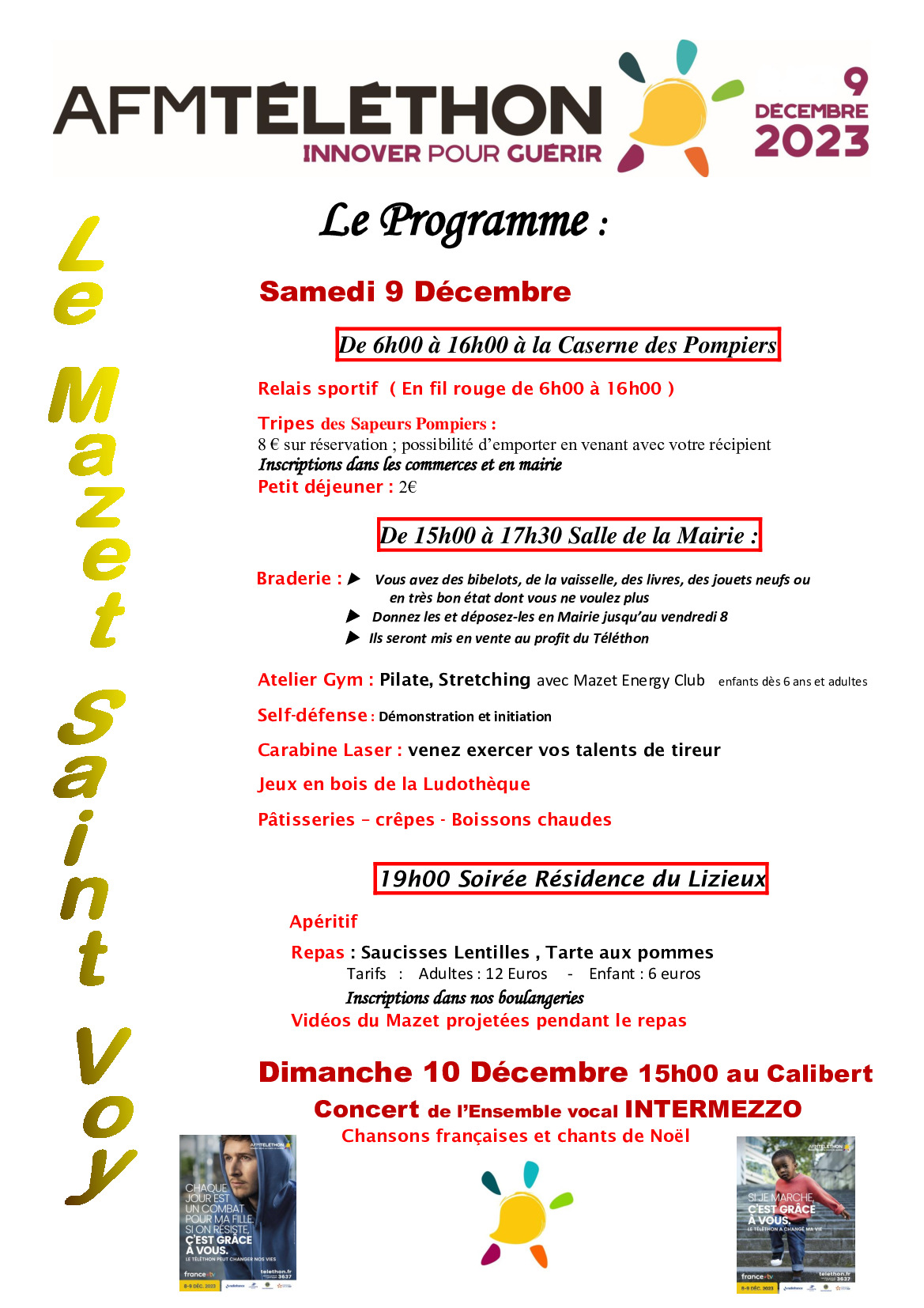 Actualités - Téléthon 2023 au Mazet St Voy programme - Actualité illiwap de Mairie du Mazet ...