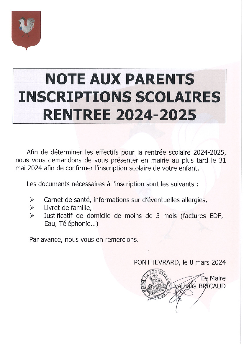 Actualités - Inscription pour la rentrée 2024-2025 - Actualité illiwap de Ecole de la Forêt ...