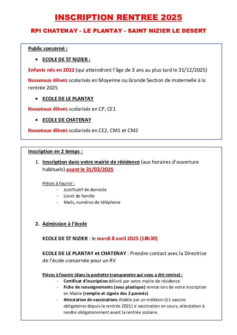 Noticias - INSCRIPTION RENTREE SCOLAIRE 2025 - Noticias de illiwap de ...