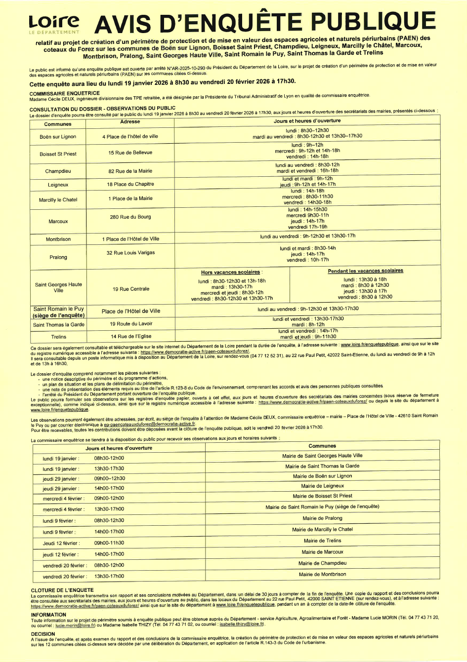 News - ENQUETE PUBLIQUE – PAEN DES COTEAUX DU FOREZ - Mairie de Marcoux ...